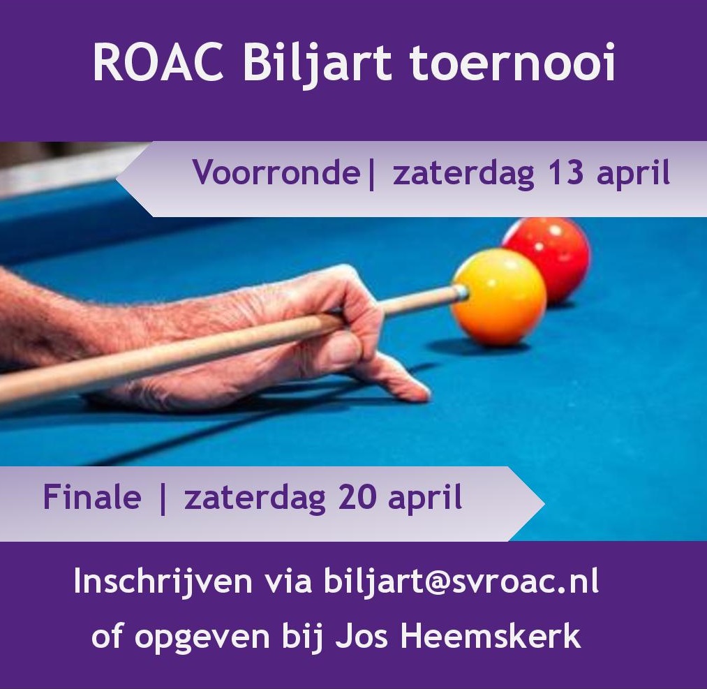 Voorronde biljarttoernooi | S.v. ROAC
